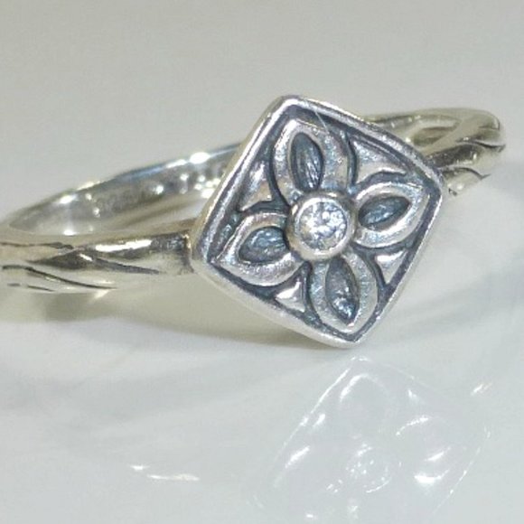 Silpada | Jewelry | Silpada R2465 Cz Sterling Silver Flower Stack Ring ...
